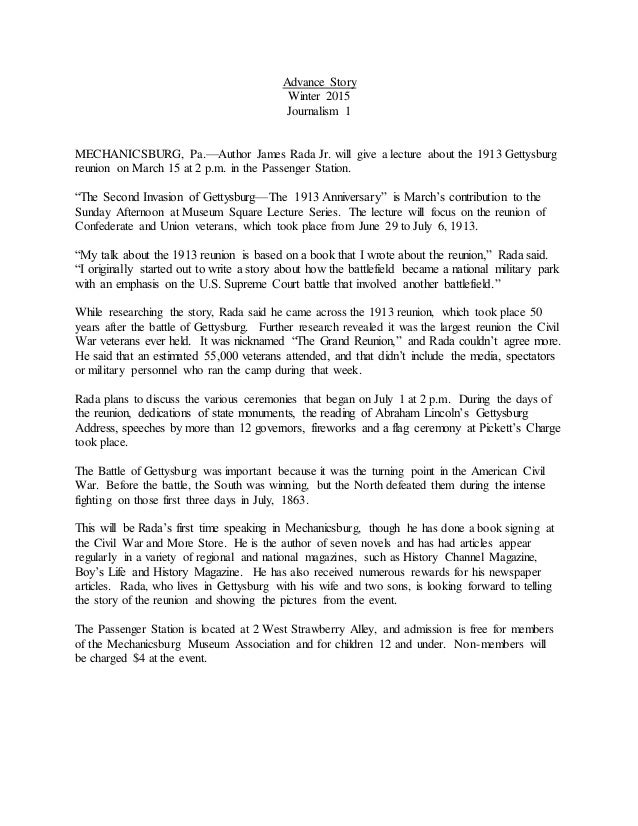 Journalism 1 Advance Story