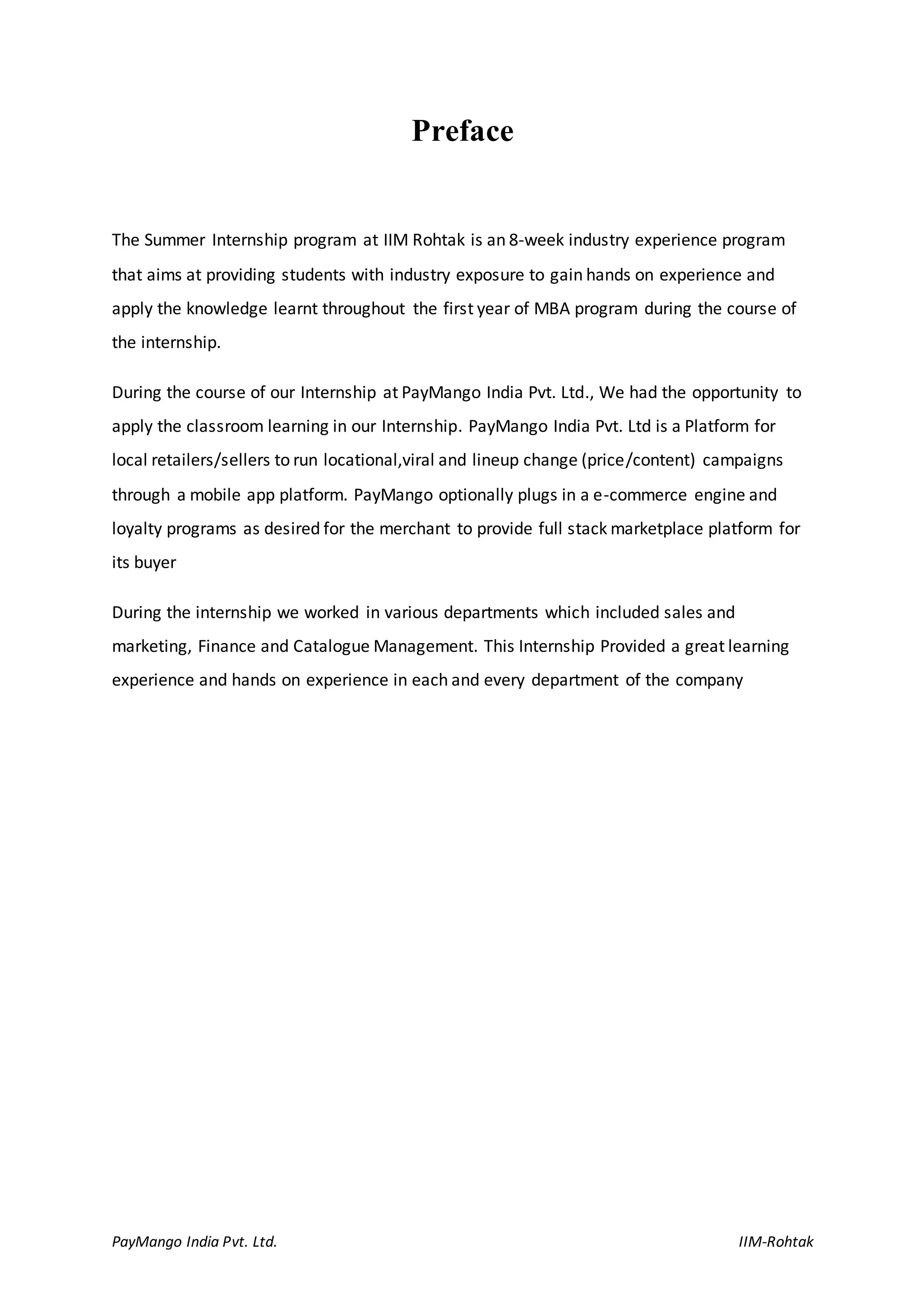 Summer Internship Report Pdf