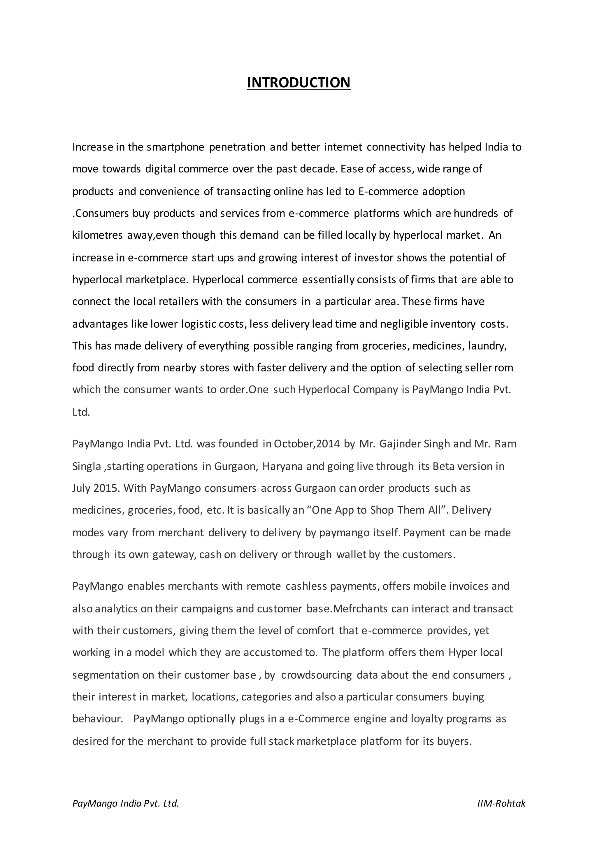 SUMMER INTERNSHIP REPORT | DOCX