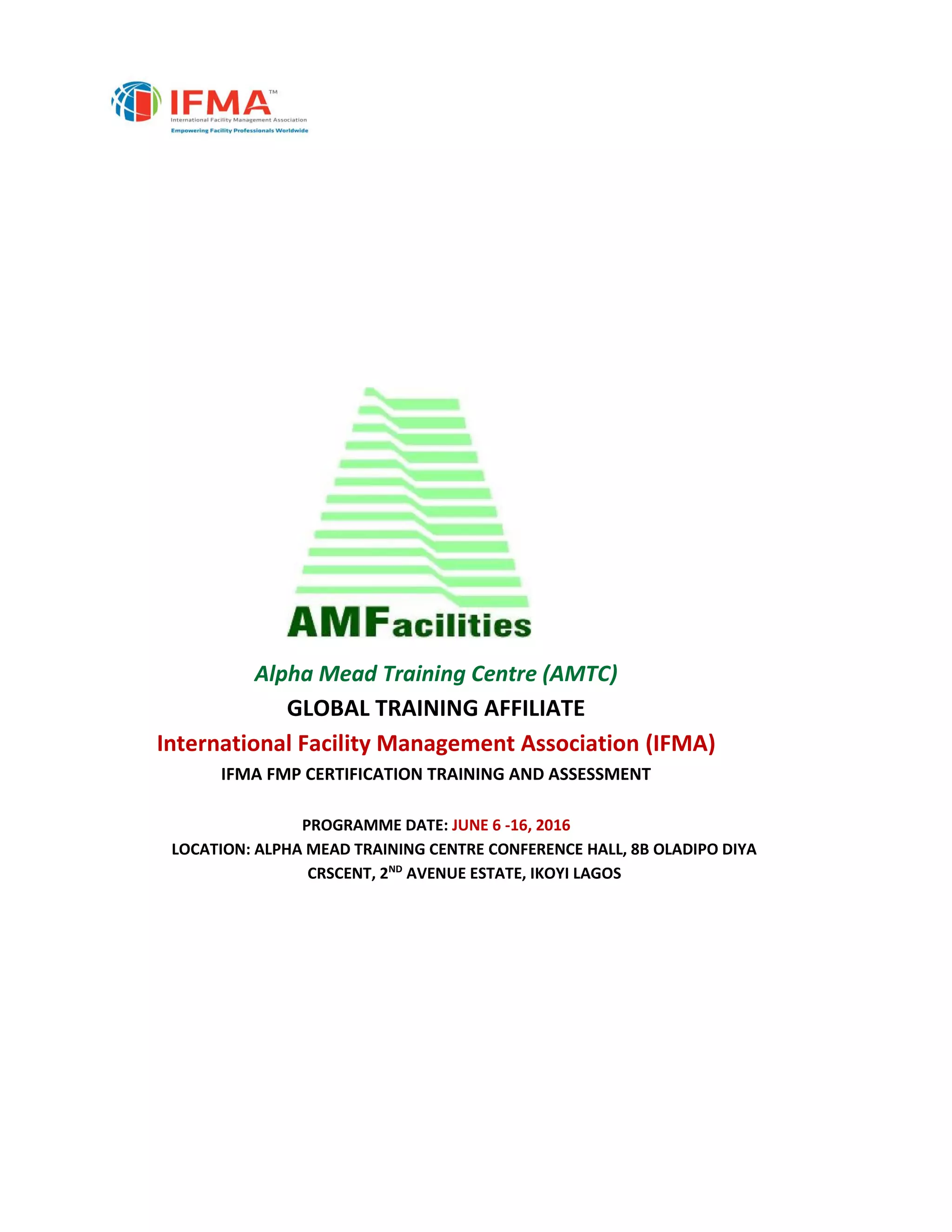 IFMA FMP Course literature -JUNE 2016 -updated | PDF