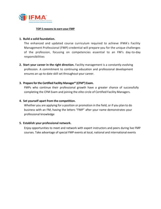 IFMA FMP Course literature -JUNE 2016 -updated | PDF