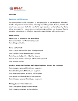 IFMA FMP Course literature -JUNE 2016 -updated | PDF | Business ...