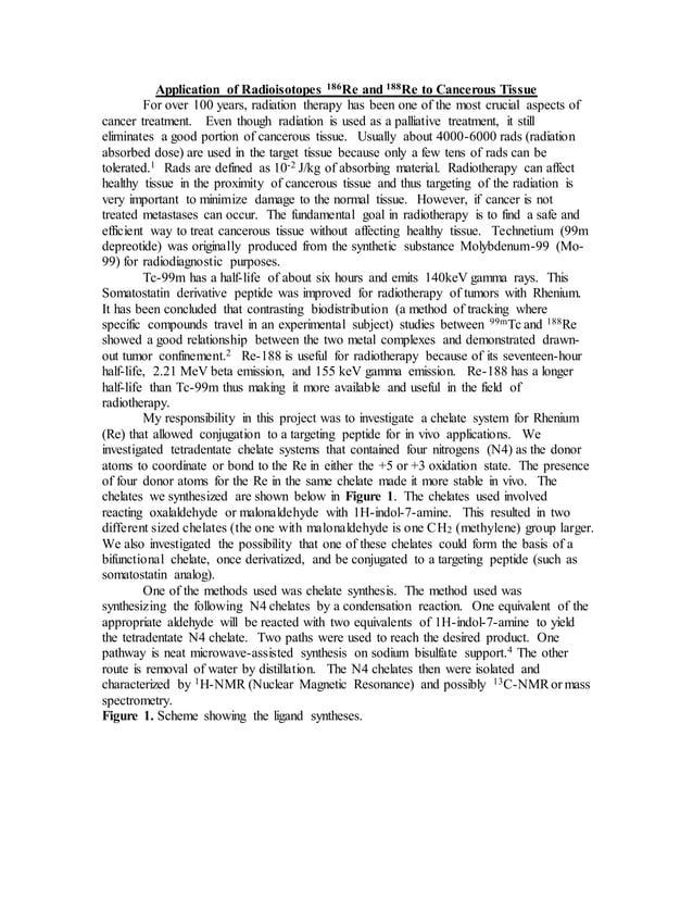 Application of Radioisotopes 186Re and 188Re to Cancerous Tissue | PDF