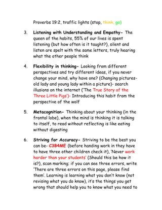 16 habits of mind student | DOCX