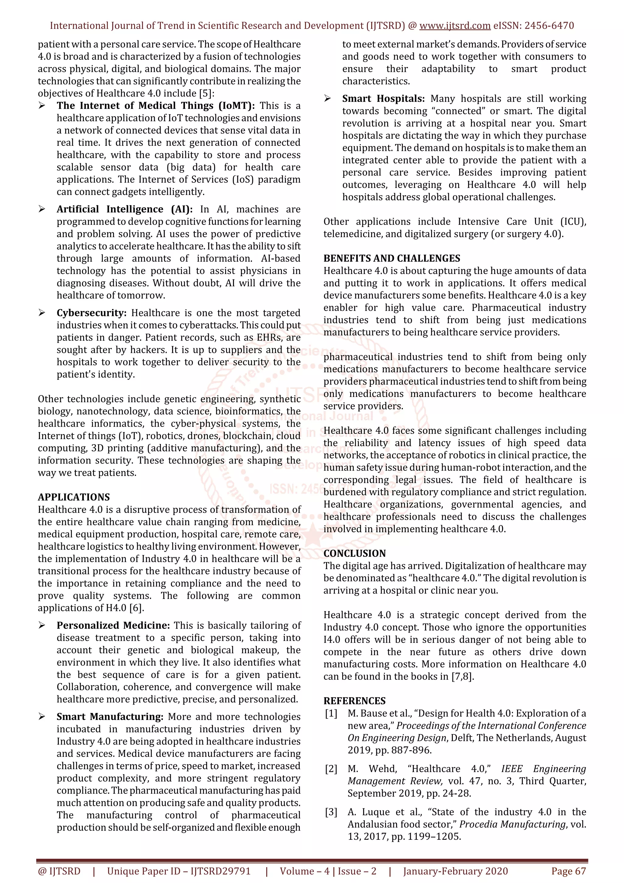 Healthcare 4.0 An Introduction | PDF