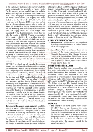 Impact of COVID- 19 Pandemic and Its Impact on Financial Markets | PDF