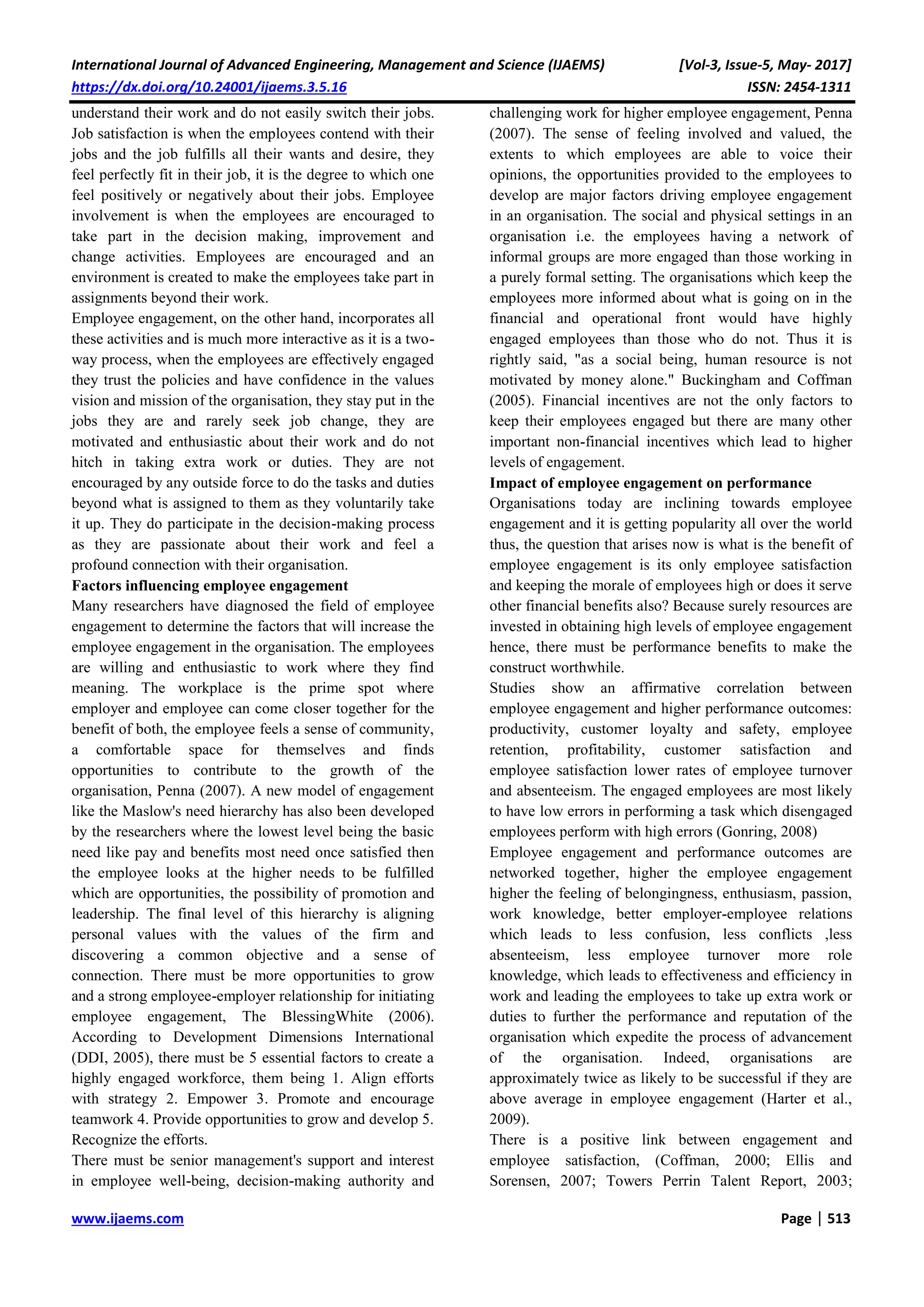 Impact of Employee Engagement on Performance | PDF