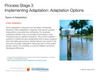 Implementing adaptation - Identifying means - training for adaptation | KEY
