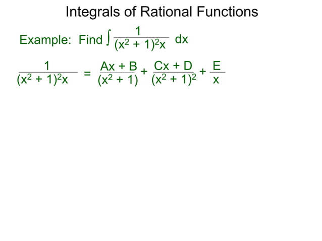 17 integrals of rational functions x | PPT