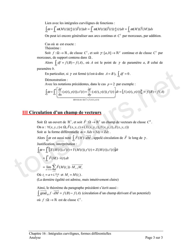 16 intégrales curvilignes, formes différentielles | PDF