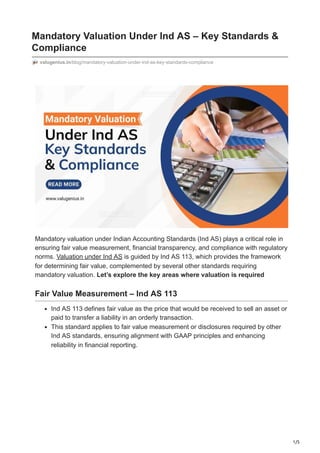 Mandatory Valuation Under Ind AS – Key Standards & Compliance | PDF