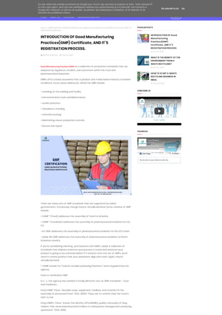 INTRODUCTION OF Good Manufacturing Practices(GMP) Certificate, AND IT’S ...