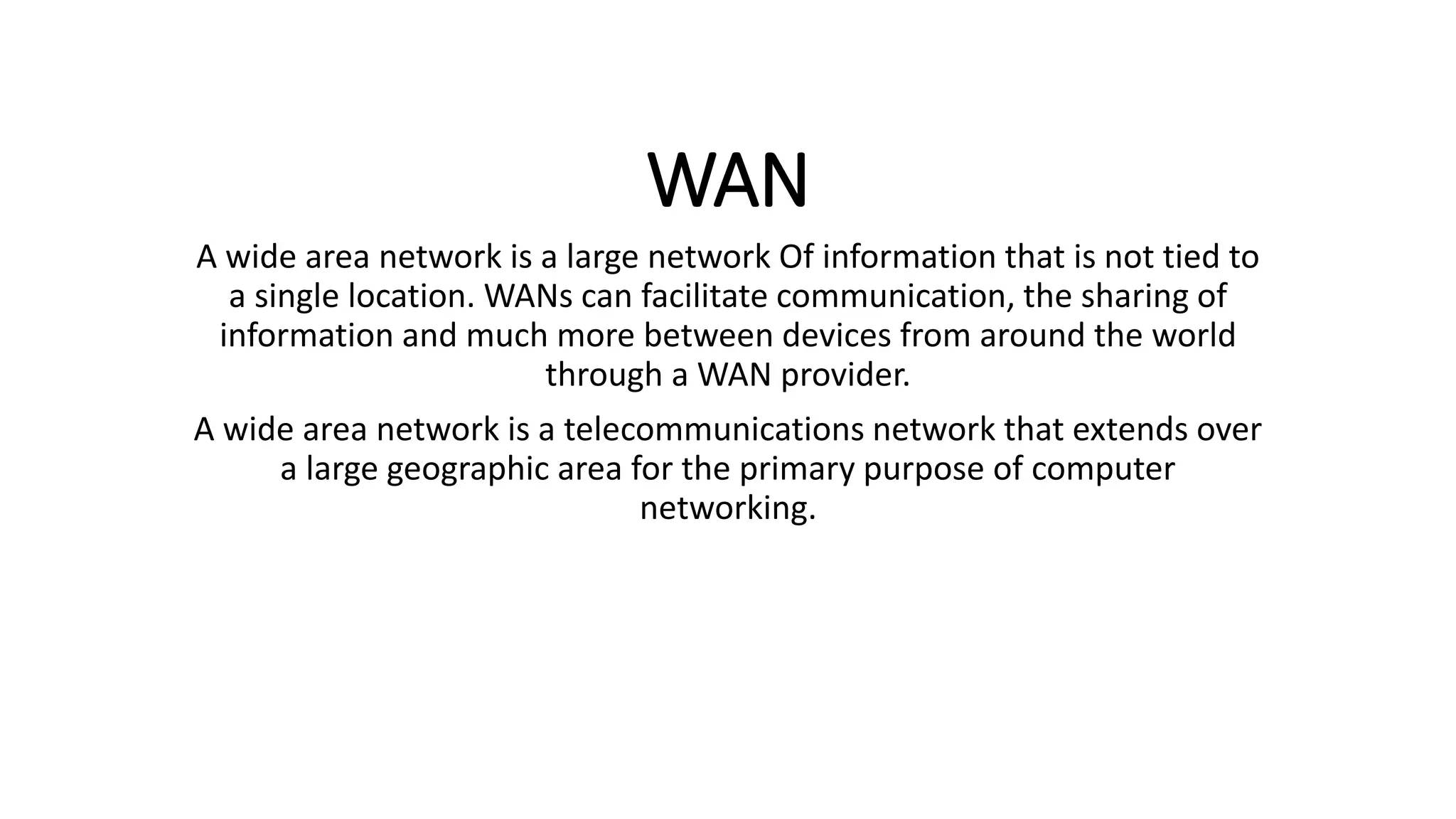 LAN ,Man,Wan in computer ppt slides presentation | PPTX | Computer Networking | Computing