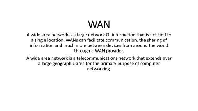 LAN ,Man,Wan in computer ppt slides presentation | PPTX | Computer Networking | Computing