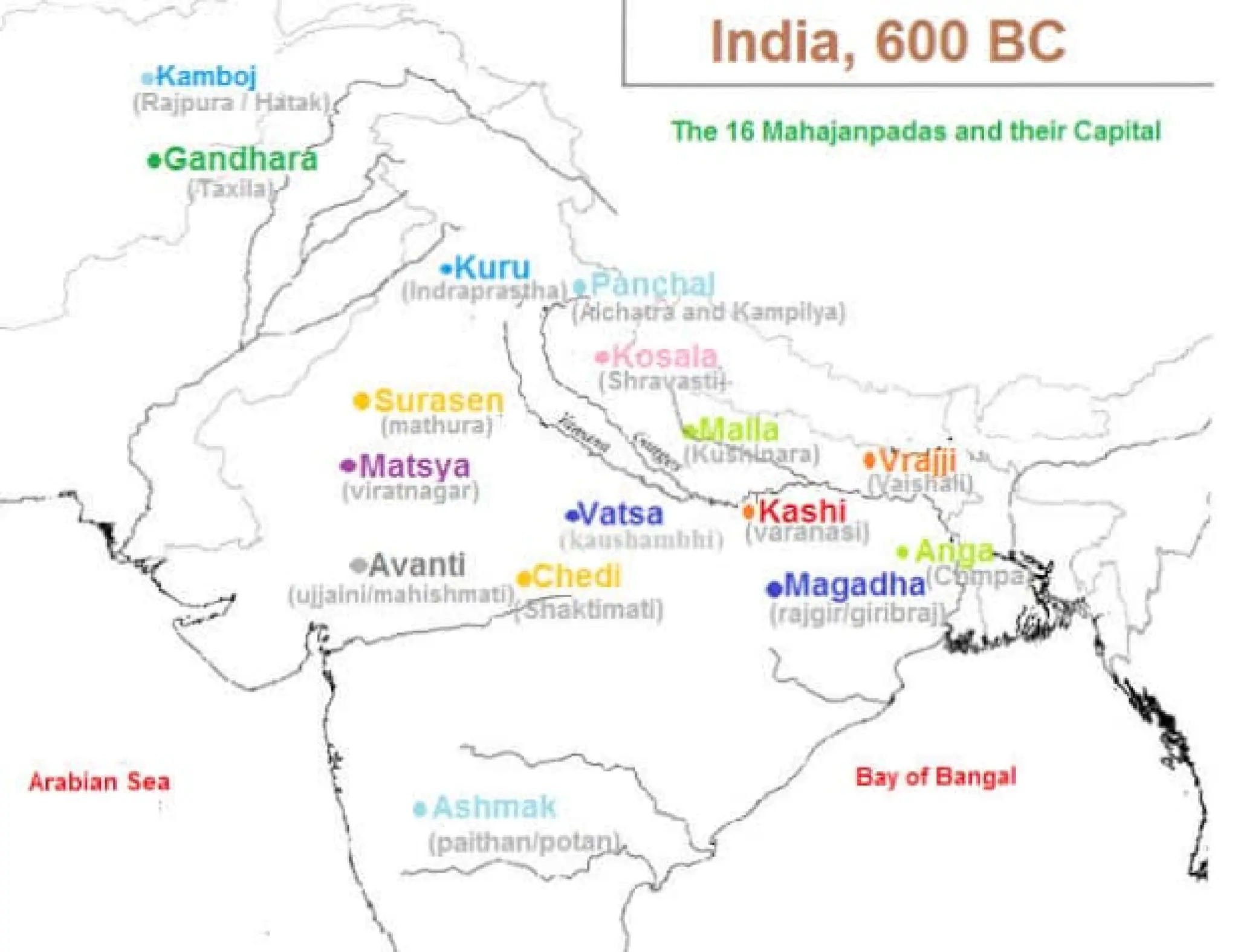 16 Maha Janapadas of India These were important republicans of ancient ...