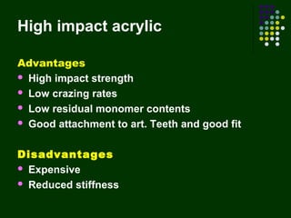 modified acrylics dental material | PPT | Chemistry | Science