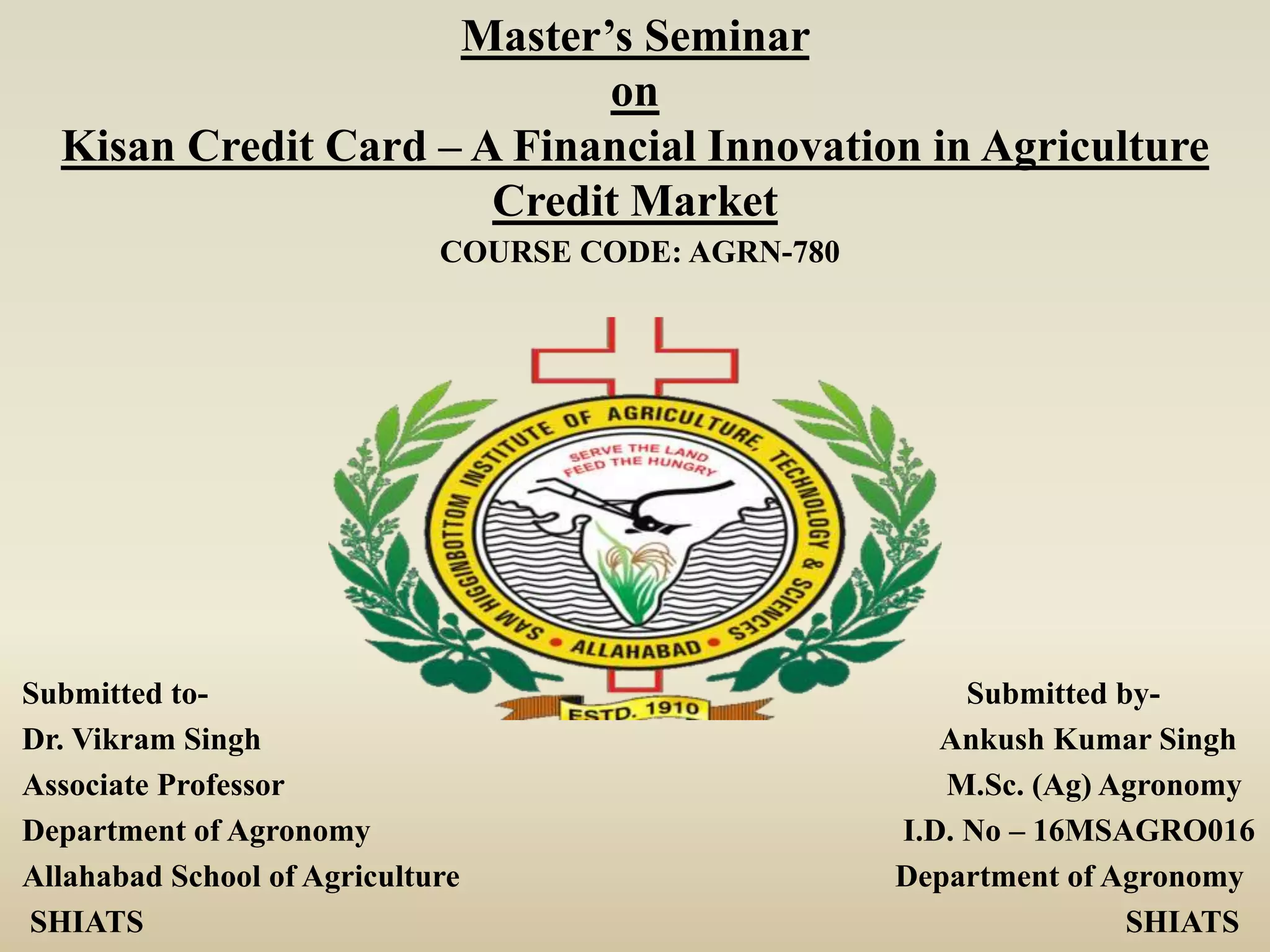 Kisan credit card | PPTX
