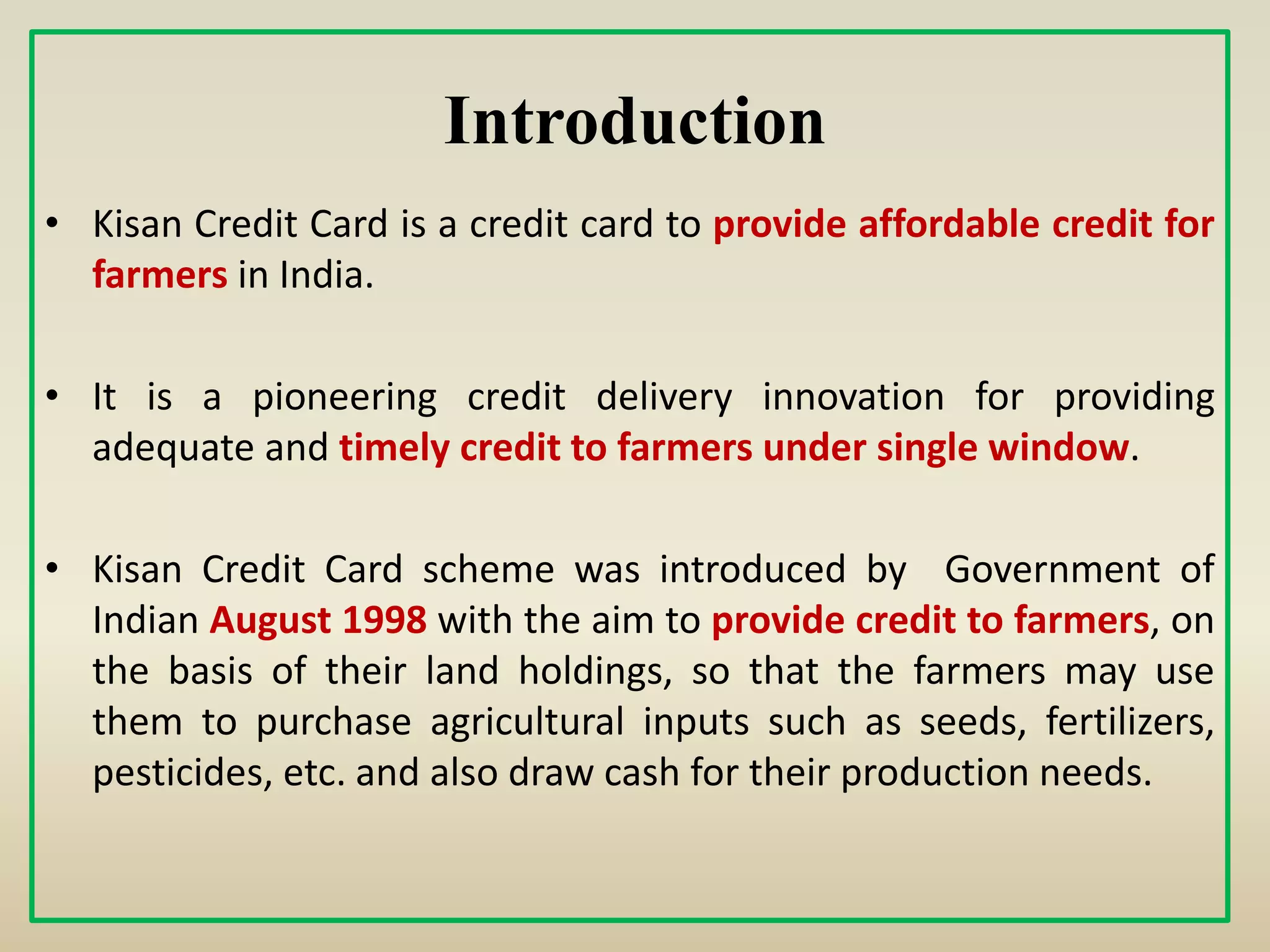 Kisan credit card | PPTX