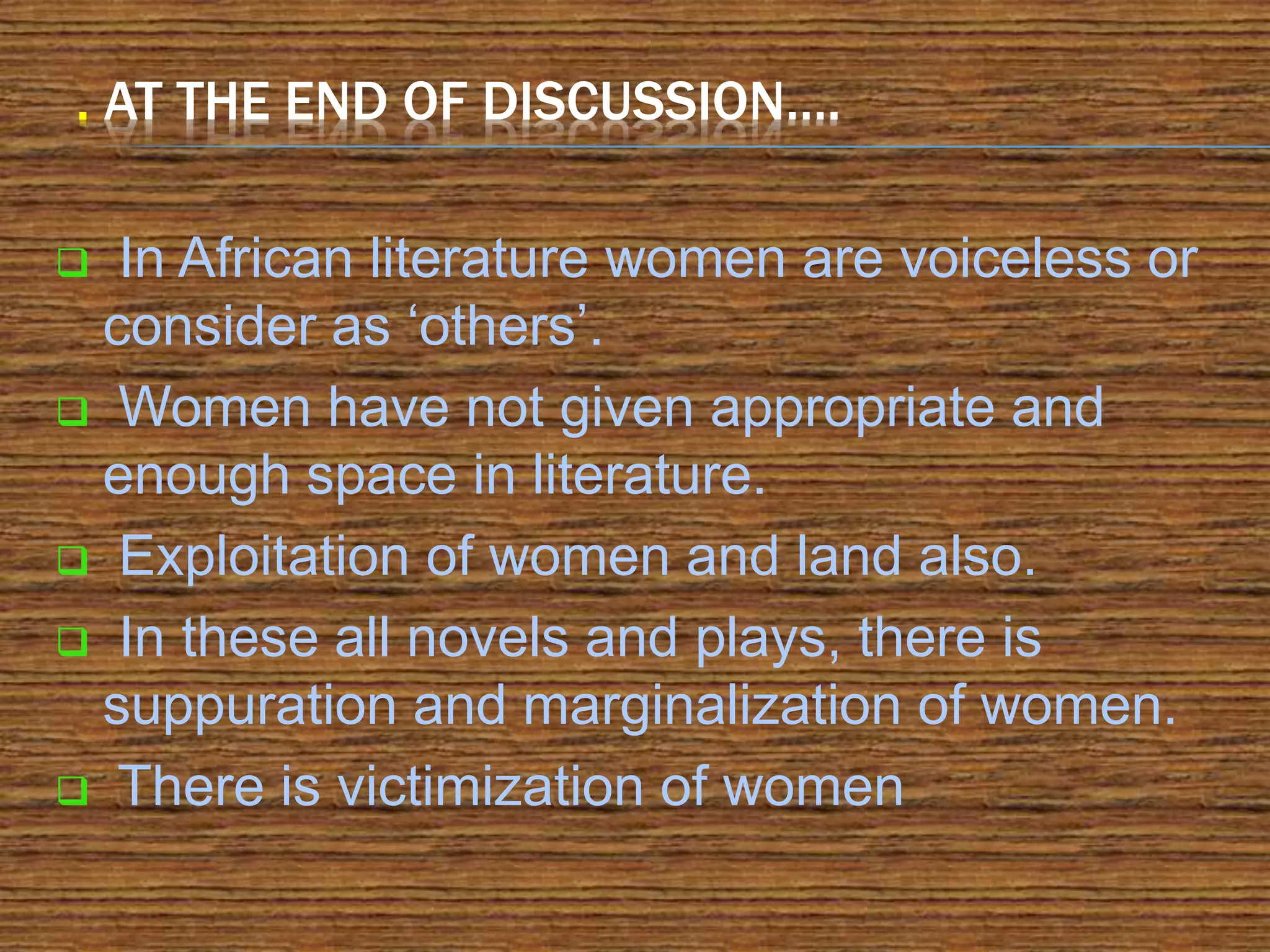 Representation of Women in African literature | PPT
