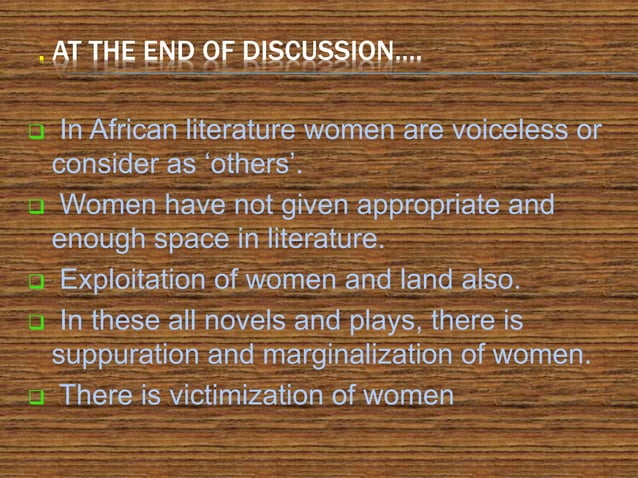 Representation of Women in African literature | PPT