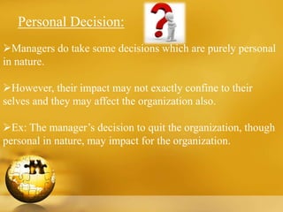 principles of Management- types of decision making | PPTX