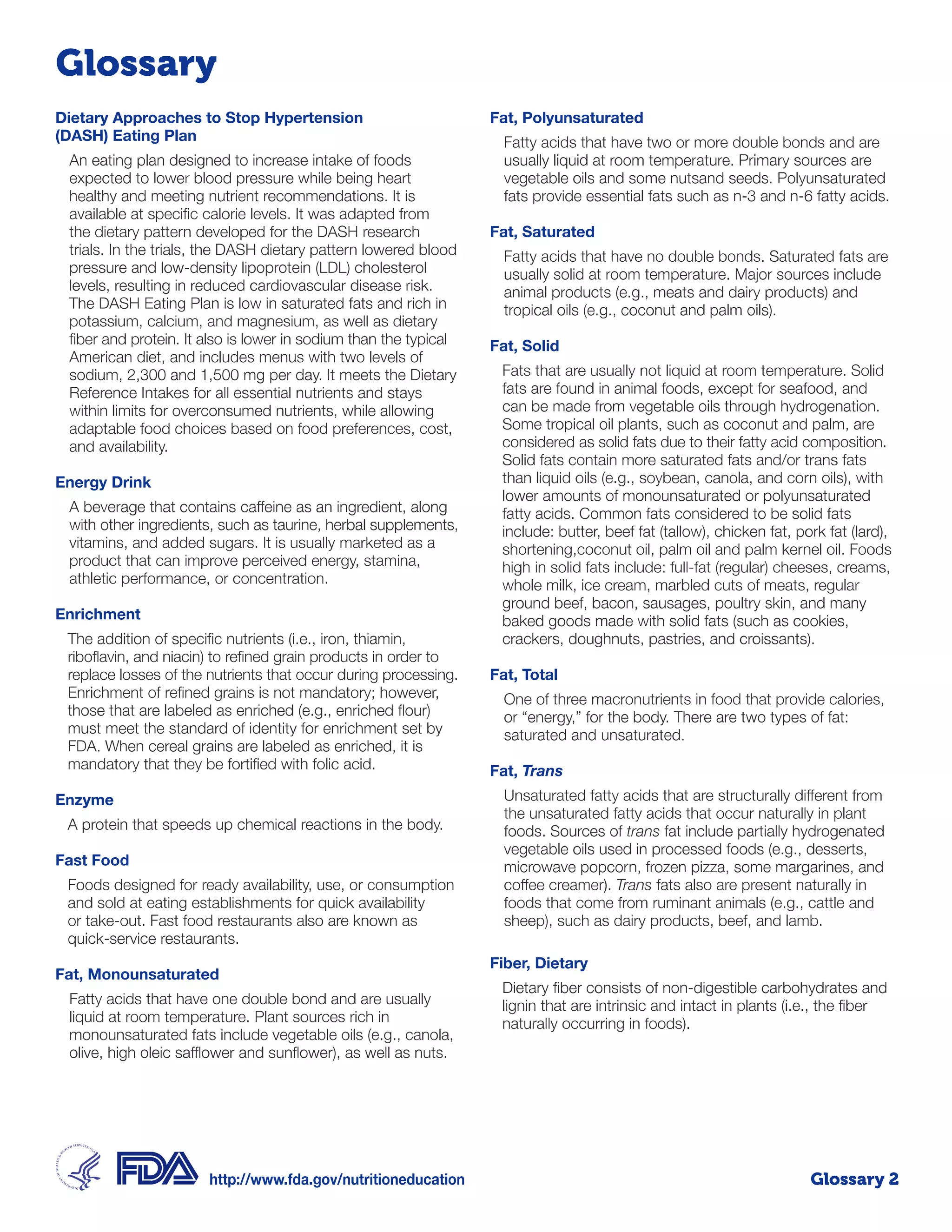 16 nutrition glossary fda chart | PDF