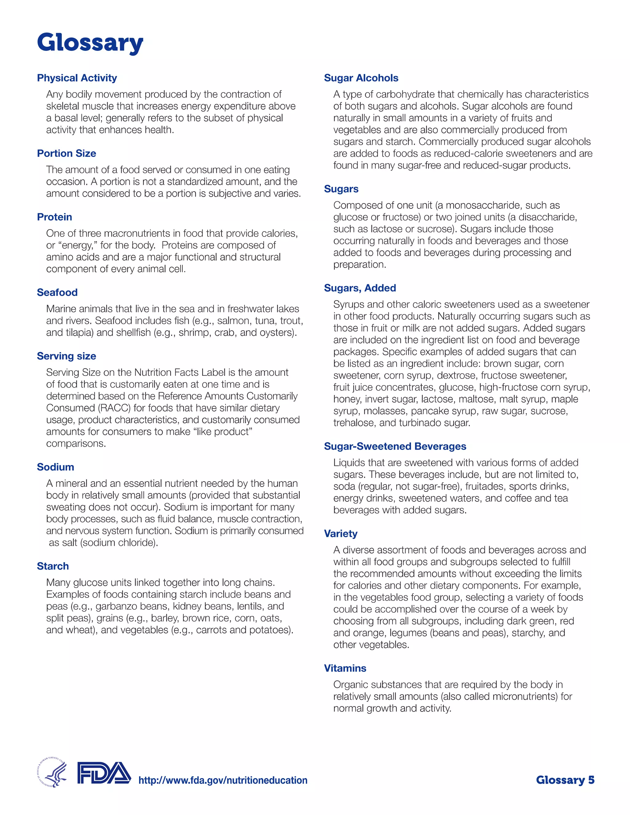 16 nutrition glossary fda chart | PDF