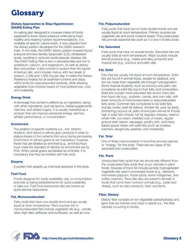 16 nutrition glossary fda chart | PDF