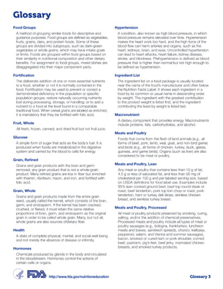 16 nutrition glossary fda chart | PDF