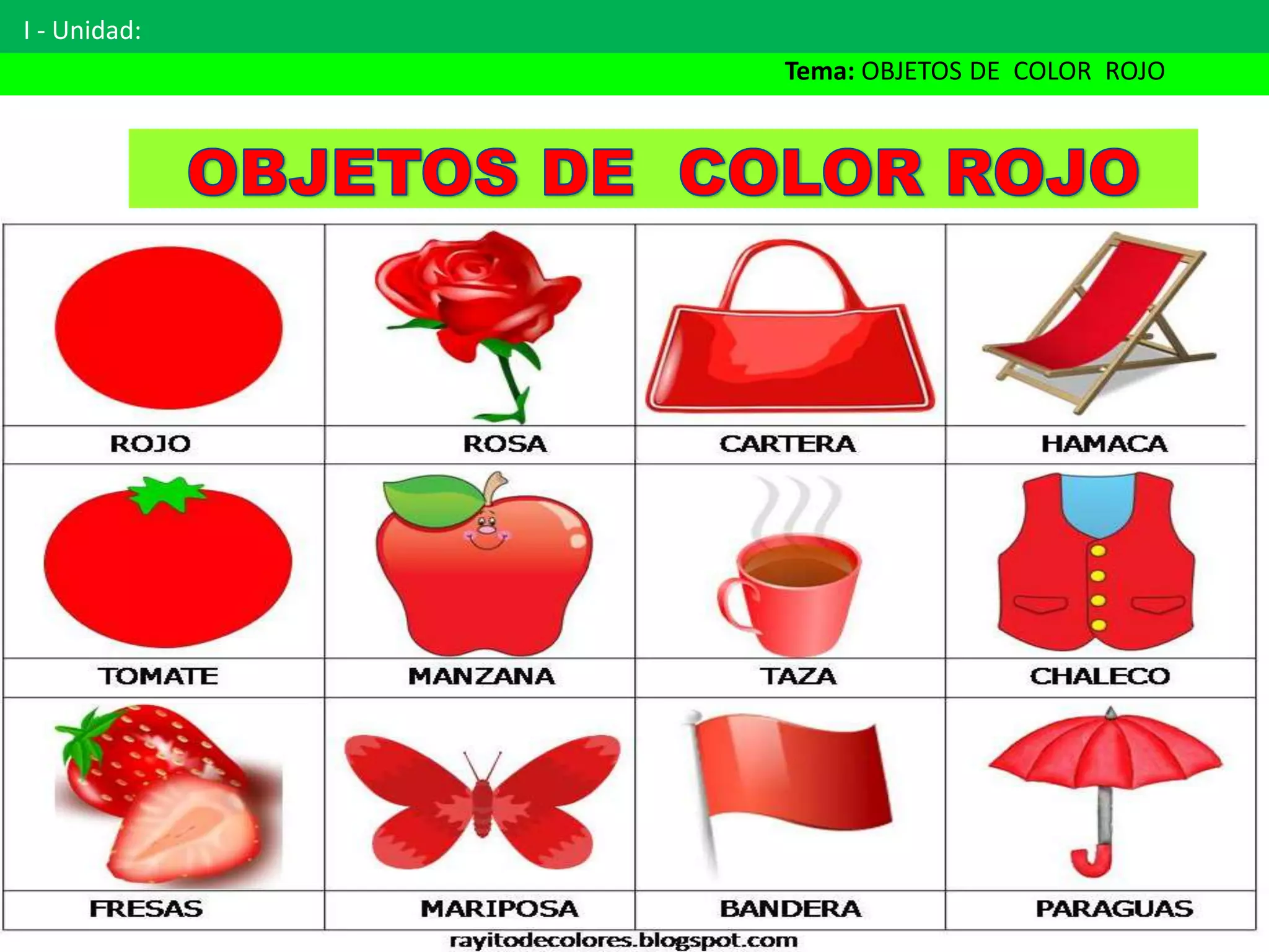 16 objetos de color rojo
