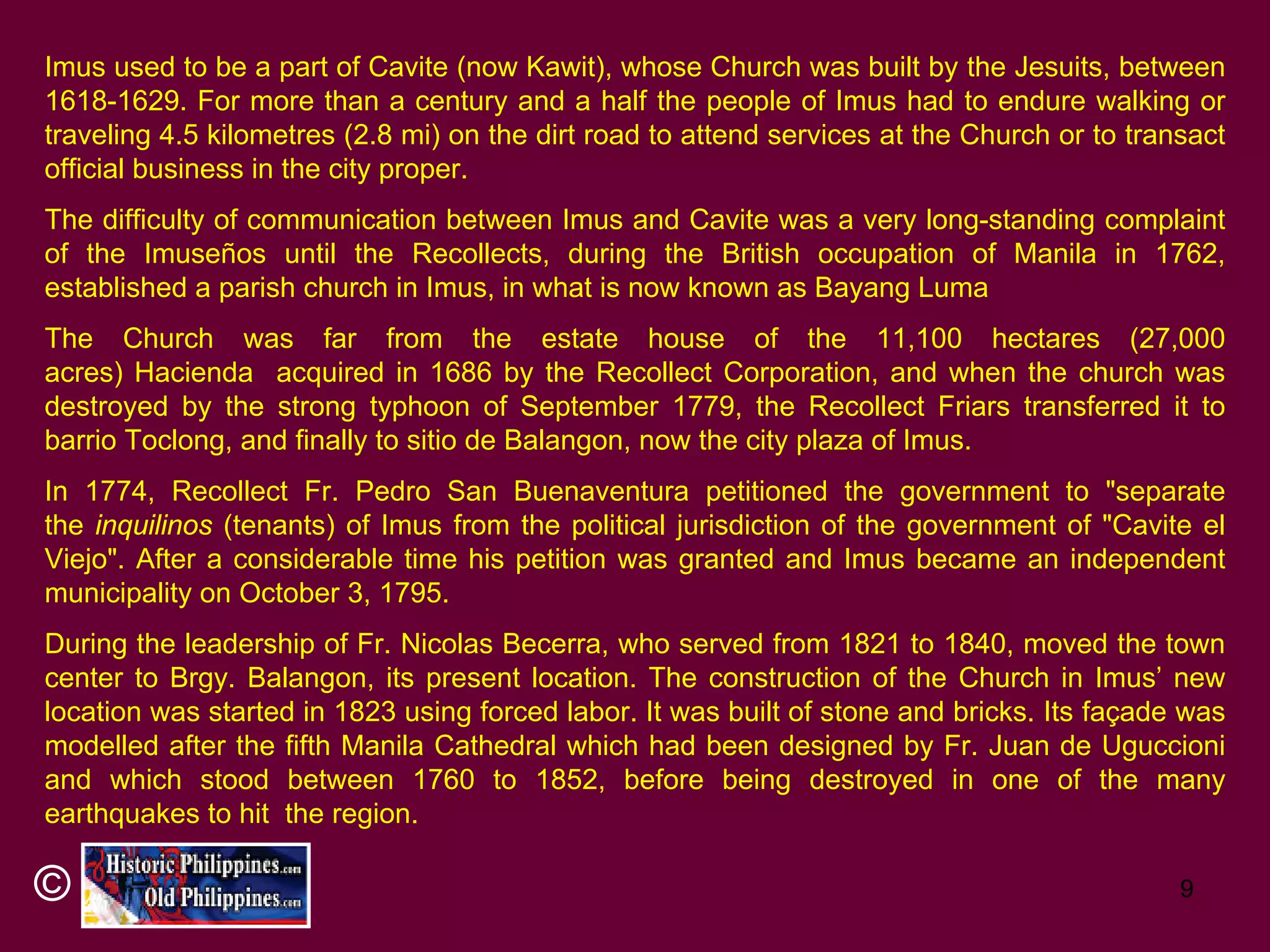 The historic and old Church of Our Lady of the Pillar, Imus, Cavite ...