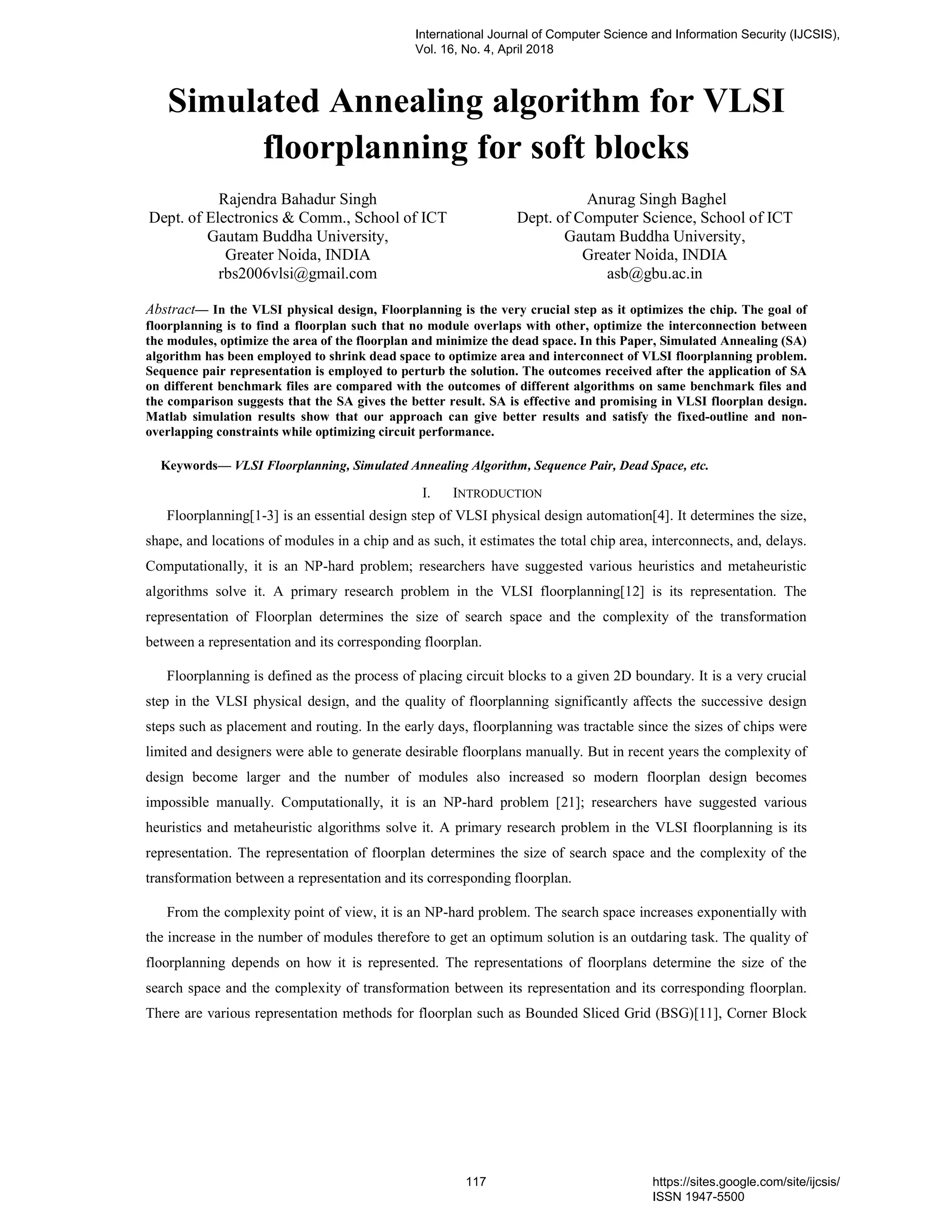 Simulated Annealing Algorithm for VLSI Floorplanning for Soft Blocks | PDF