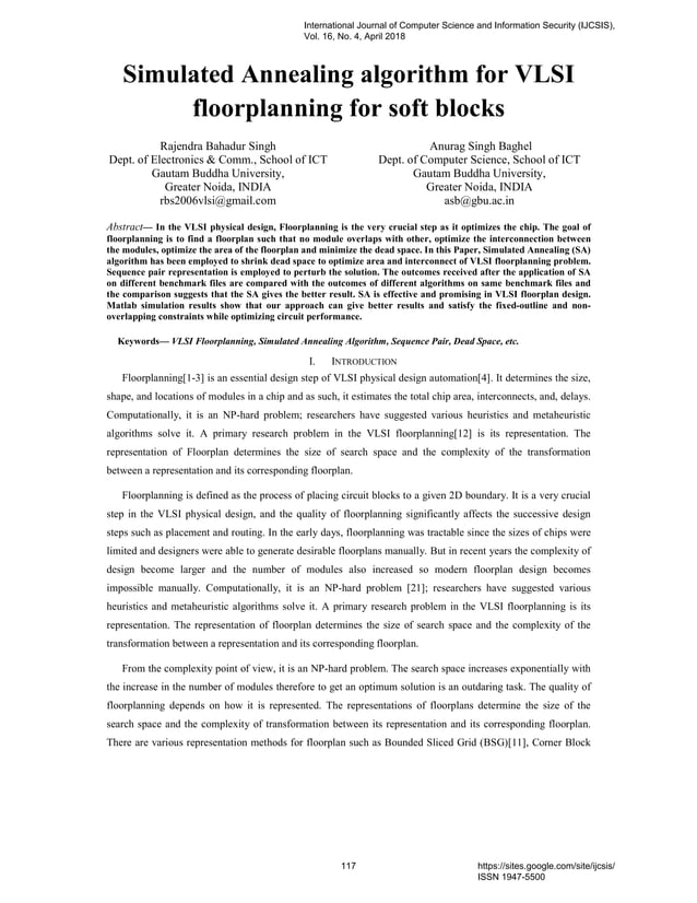 Simulated Annealing Algorithm For Vlsi Floorplanning For Soft Blocks Pdf
