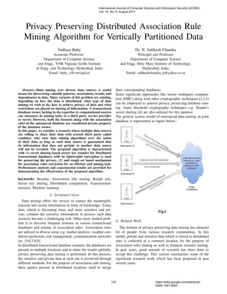 Privacy Preserving Distributed Association Rule Mining Algorithm for Vertically Partitioned Data ...