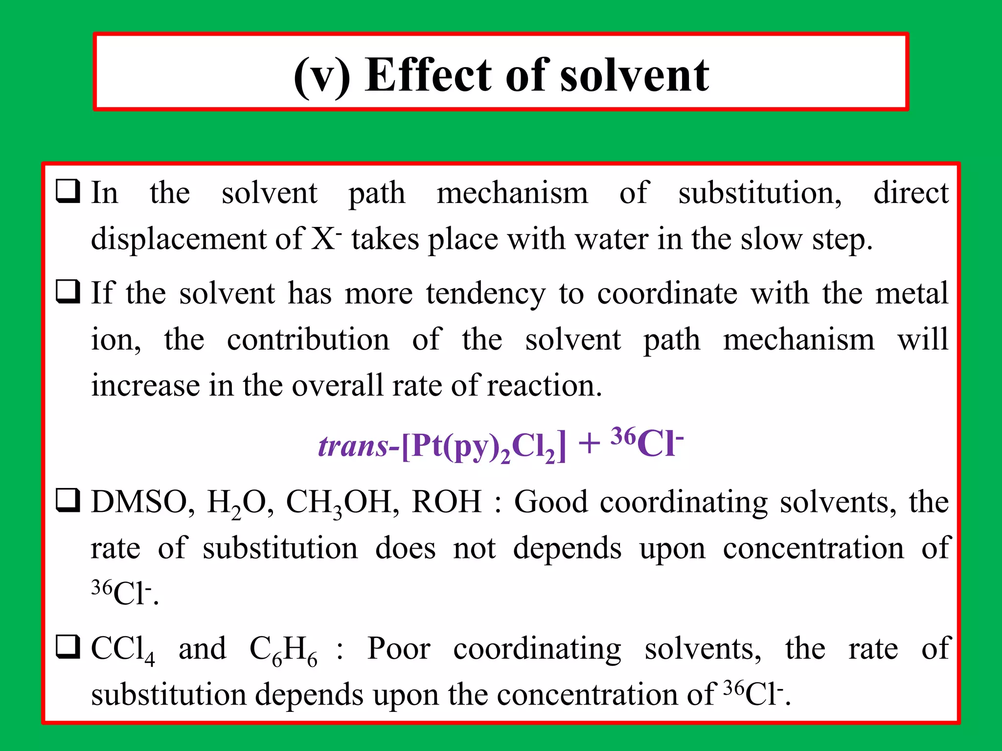 Part 2, Substitution reactions in square planar complexes, Factors.pptx