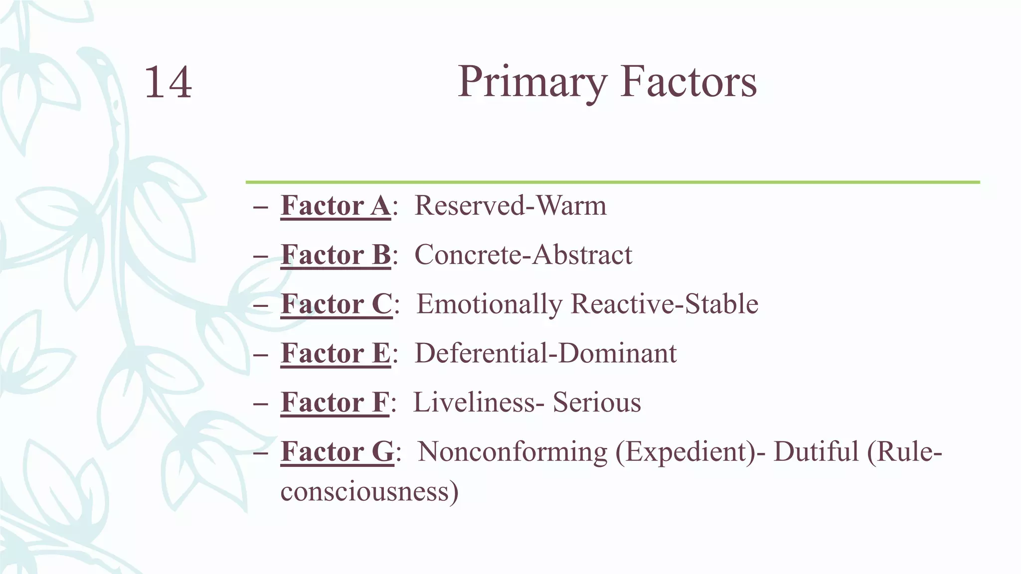 16 personality factor | PPTX