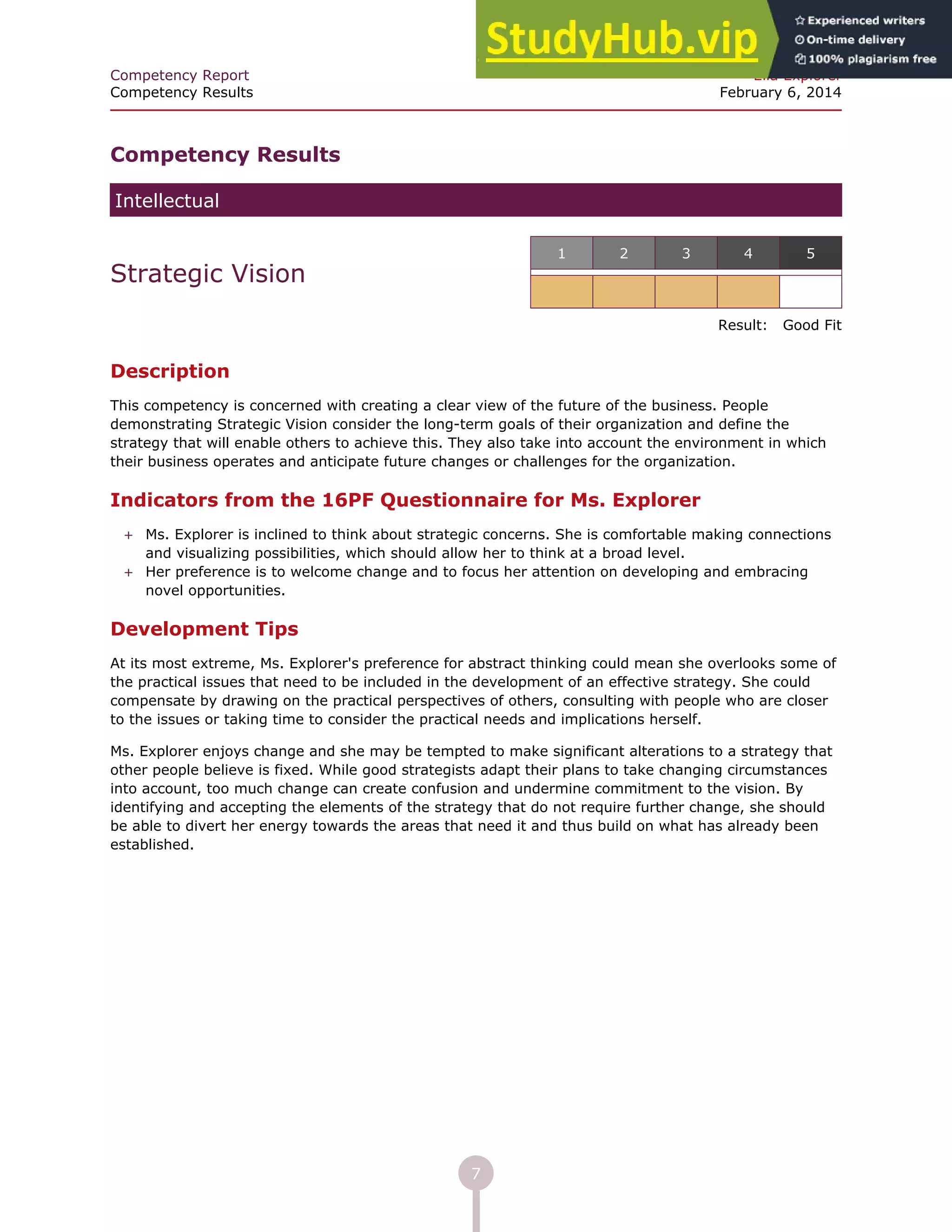 16PF Competency Report Sample | PDF