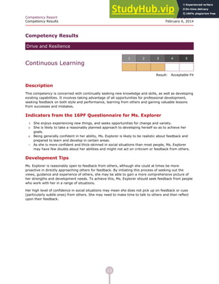 16PF Competency Report Sample | PDF