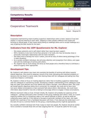 16PF Competency Report Sample | PDF