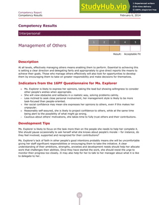 16PF Competency Report Sample | PDF