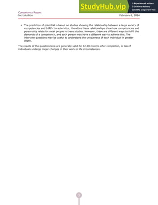 16PF Competency Report Sample | PDF