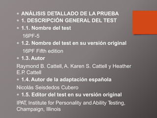 cuestionario de la personalidad 16 PF PPT | PPTX