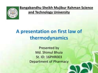 First law of thermodynamics | PPTX