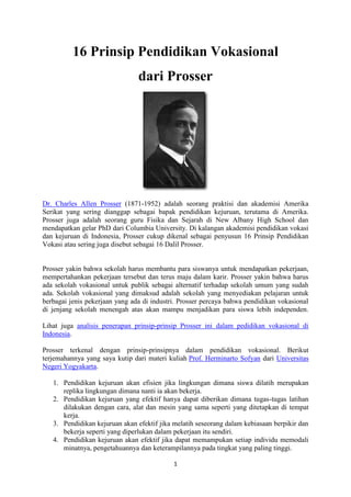16 prinsip pendidikan vokasional dari prosser | DOCX