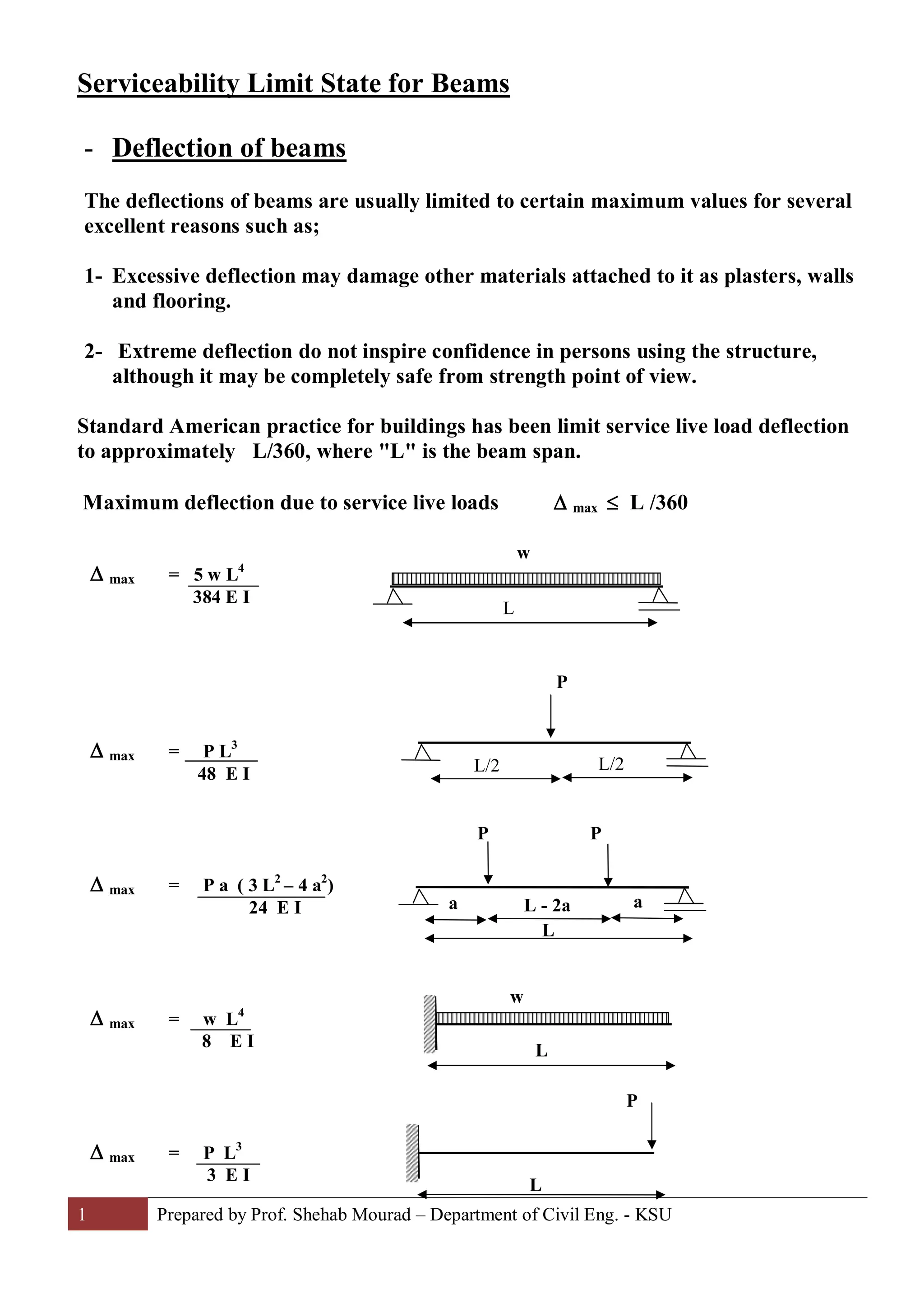 16-Serviceability Limit State for Beams (Steel Structural Design & Prof ...
