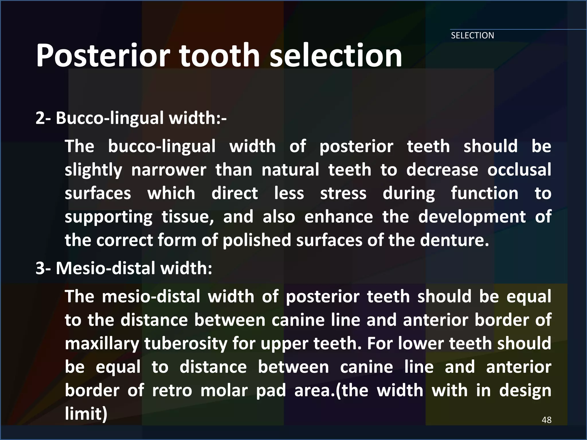 SELECTION AND ARRANGEMENT OF ARTIFICIAL TEETH | PPTX
