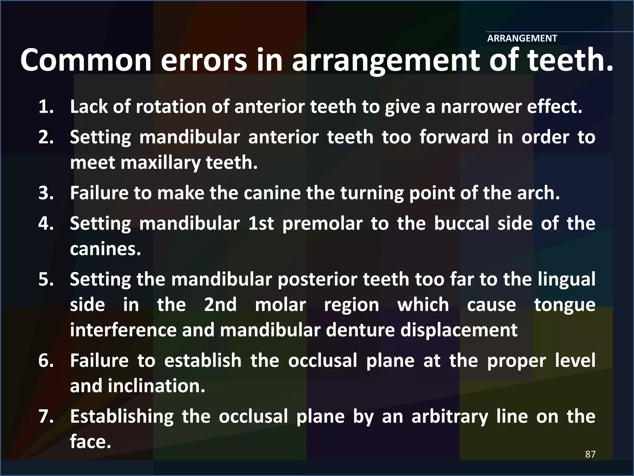 SELECTION AND ARRANGEMENT OF ARTIFICIAL TEETH | PPTX