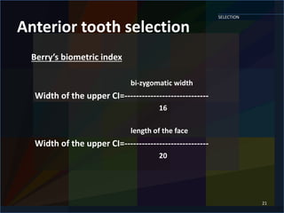 SELECTION AND ARRANGEMENT OF ARTIFICIAL TEETH | PPTX