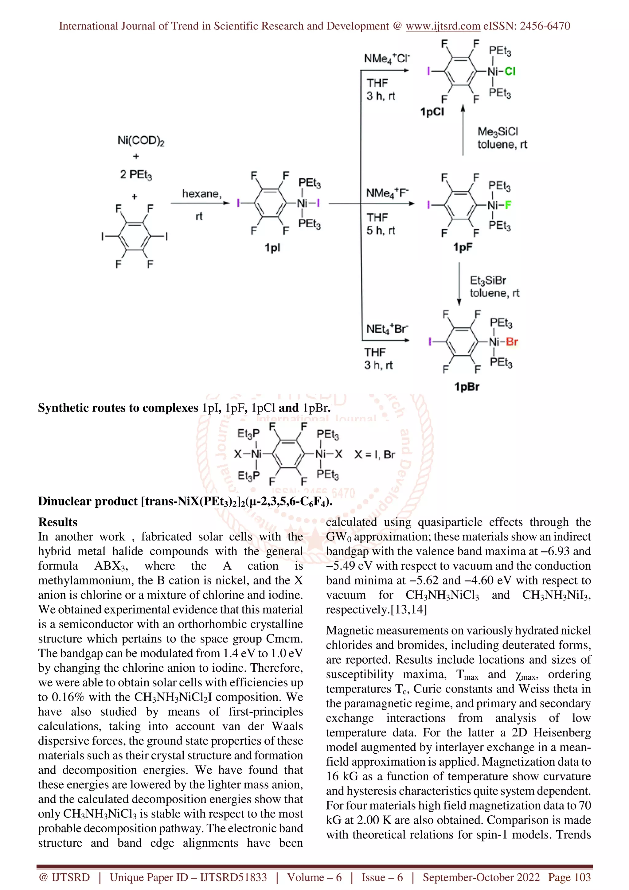Stability of Transition Metal Complexes Halides of the Nickel Metal ...