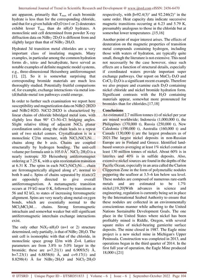 Stability of Transition Metal Complexes Halides of the Nickel Metal ...